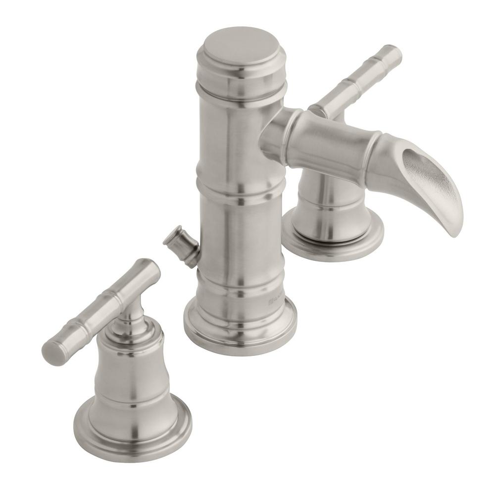 Glacier Bay Bamboo 8 In Widespread 2 Handle Low Arc Bathroom Faucet In