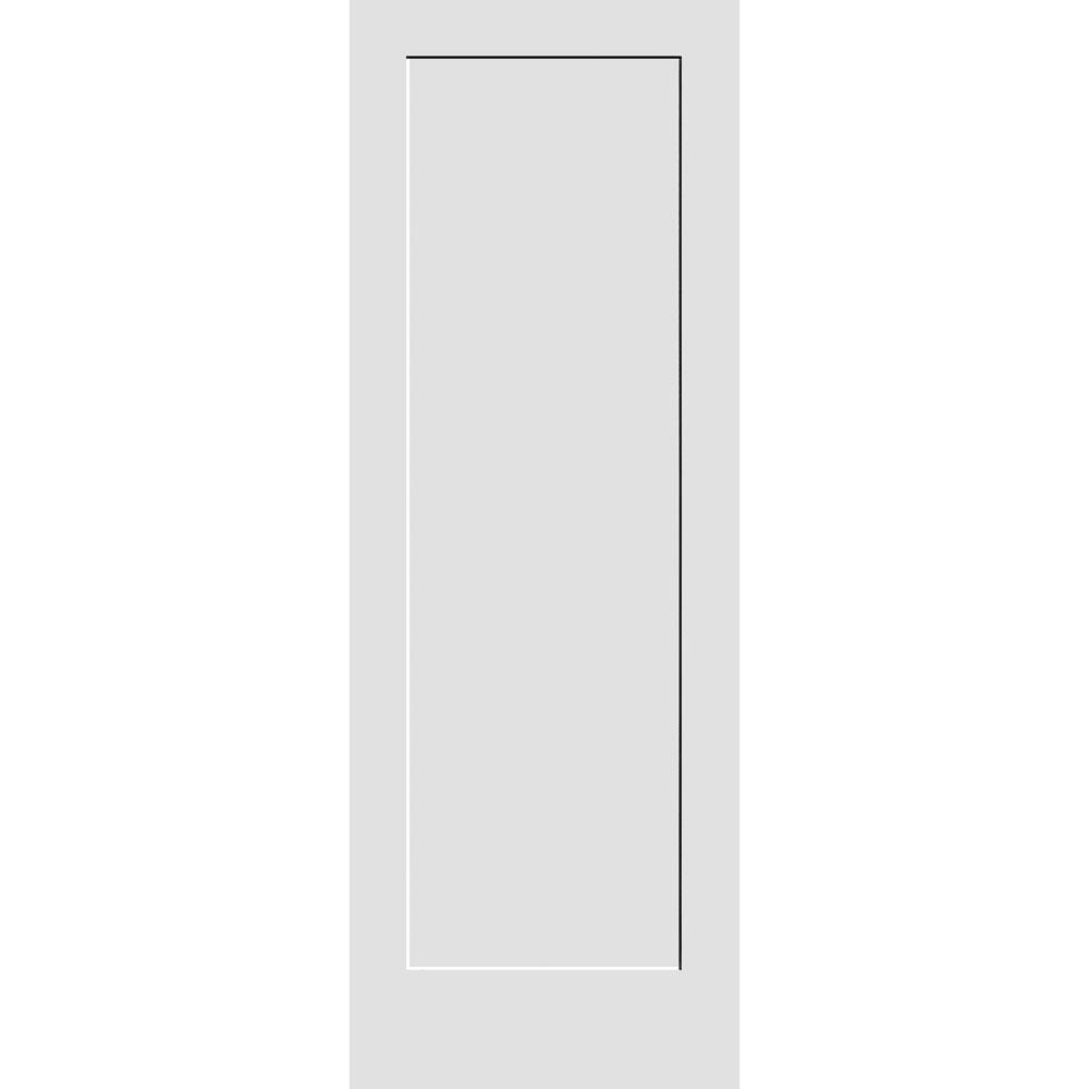 CODEL DOORS 28 in. x 84 in. 1 Panel Solid Wood White Primed Smooth MDF ...