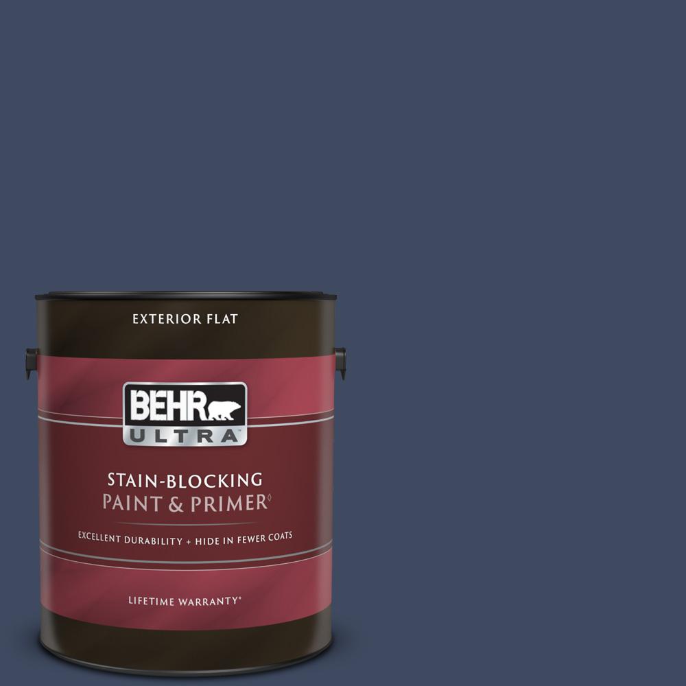 BEHR ULTRA 1 gal. #610D-7 Night Watch Flat Exterior Paint & Primer ...