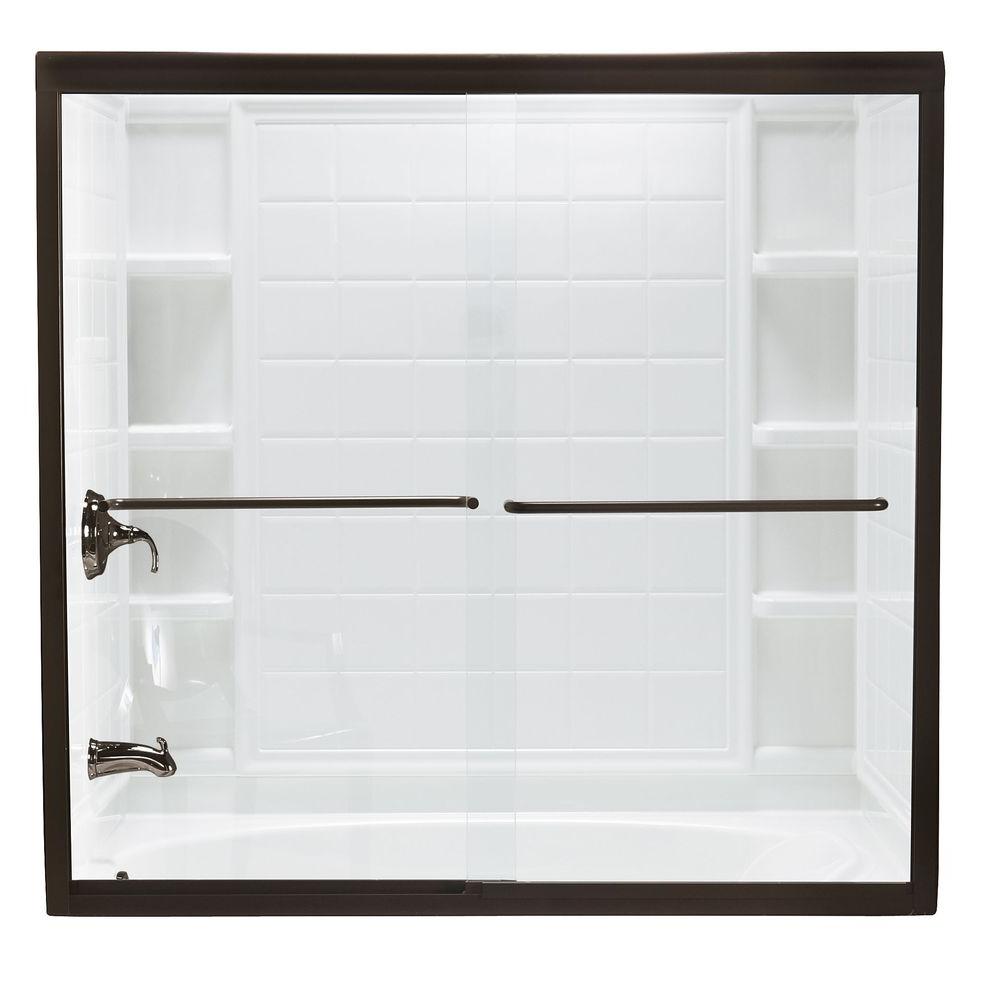 Sterling Finesse 59 58 In X 58 116 In Semi Frameless Sliding Shower Door In Deep Bronze With