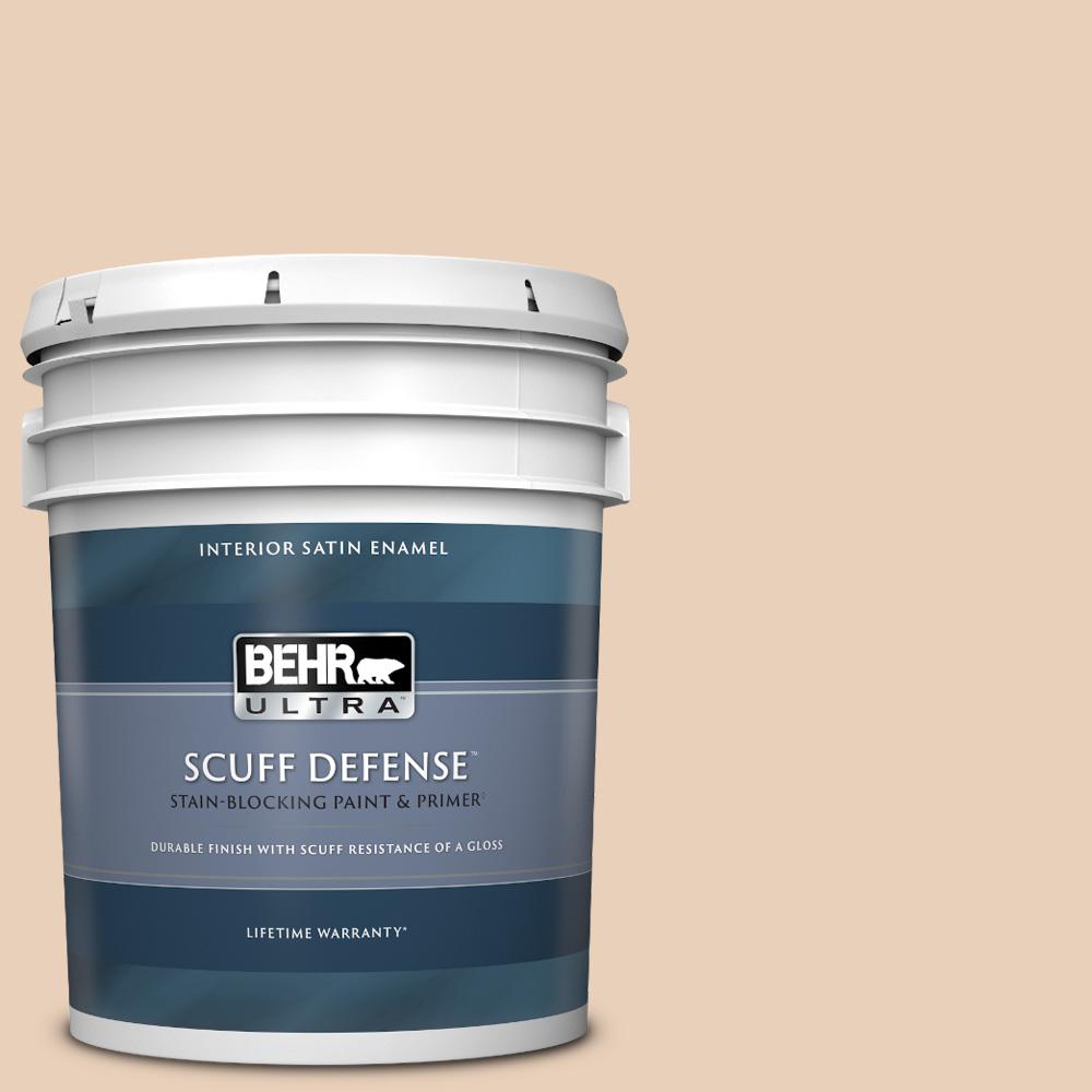 BEHR ULTRA 5 gal. #S230-1 Buff Tone Extra Durable Satin Enamel Interior ...