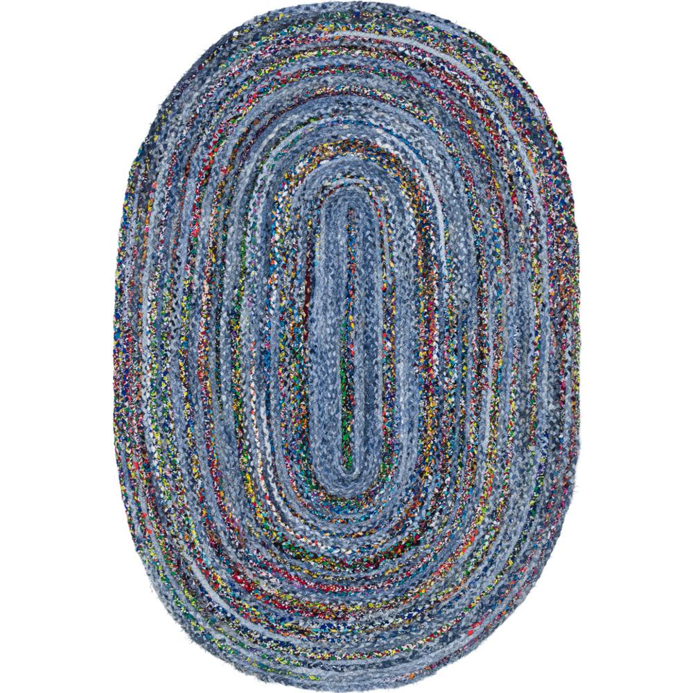 Unique Loom Braided Chindi Blue 8 ft. x 8 ft. Round Area Rug-3142674 ...