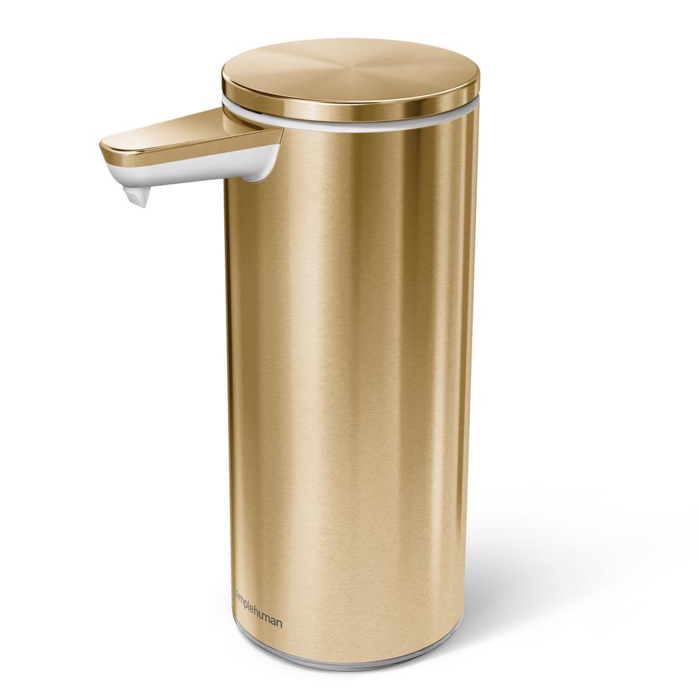 simplehuman 9 oz. Rechargeable Sensor Soap Pump in Brass Stainless ...