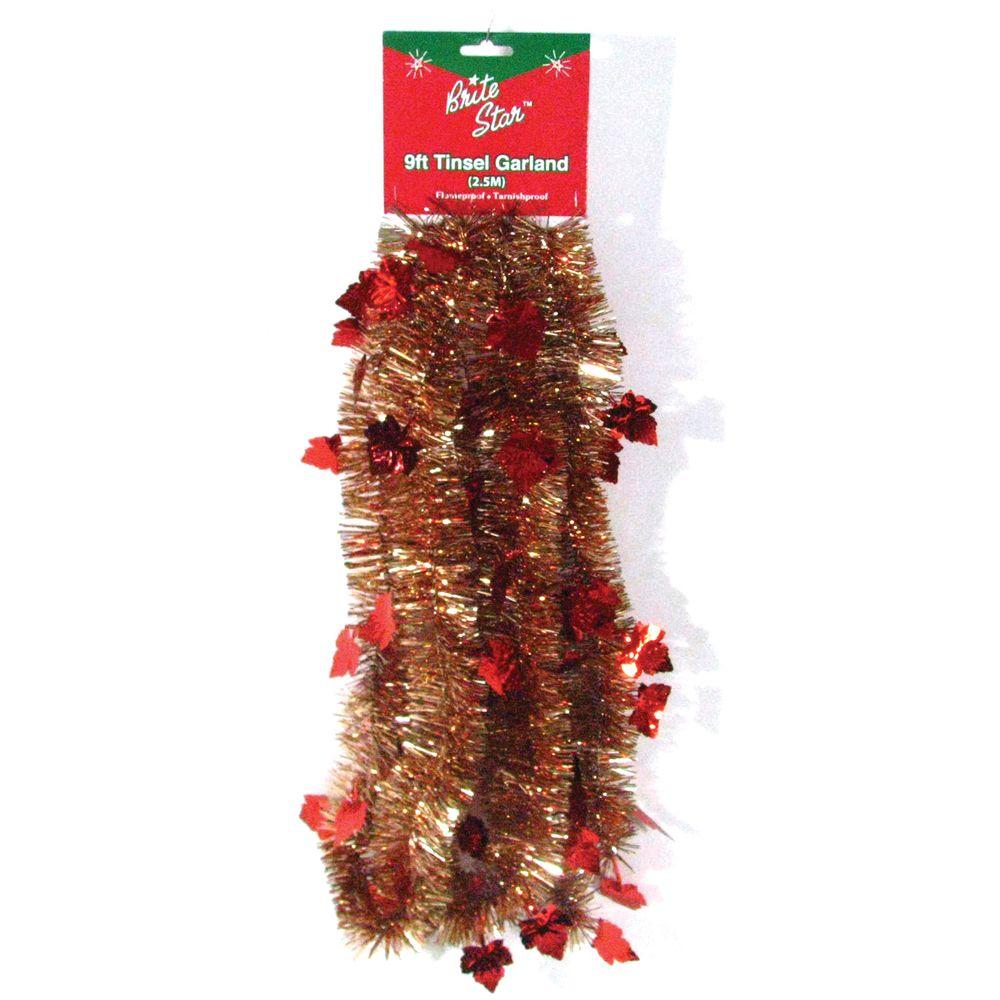 Brite Star 9 ft. Autumn Ochre Maple Leaf Tinsel (Set of 4)-96-015-4OC ...