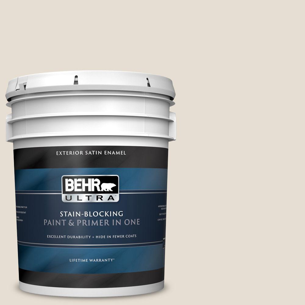 BEHR ULTRA 5 gal. #750C-2 Hazelnut Cream Satin Enamel Exterior Paint ...