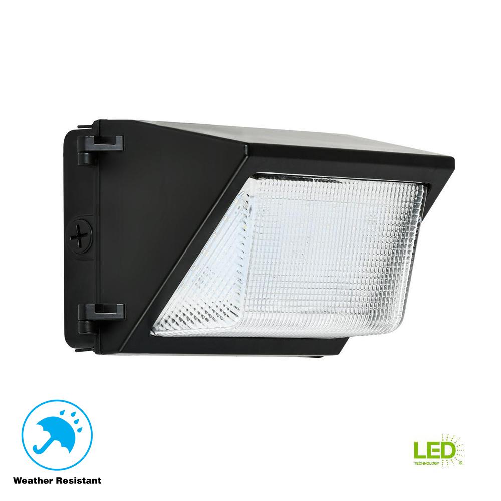 52-Watt Black Outdoor Integrated LED Rectangular Wall Pack Light ...