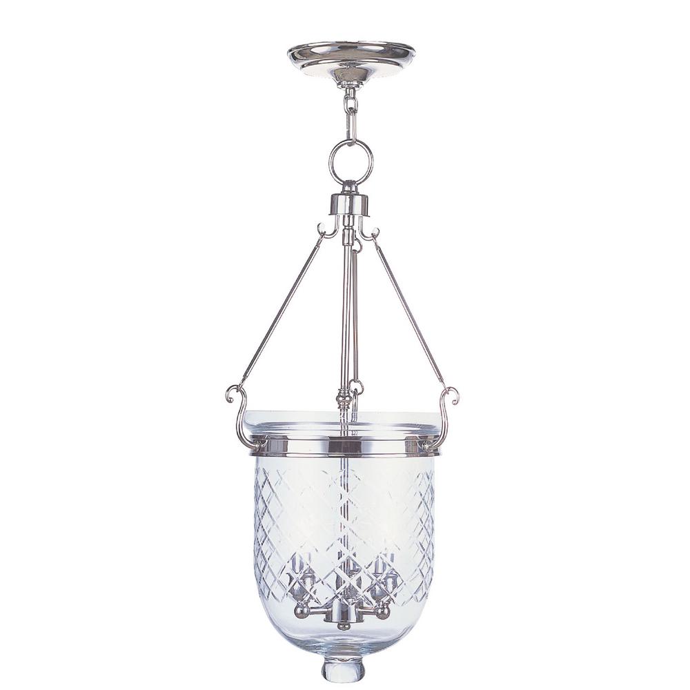Livex Lighting Jefferson 10 in. 3-Light Polished Nickel Pendant-5063-35 ... Livex Lighting Jefferson 10 in. 3-Light Polished Nickel Pendant-5063-35 ...