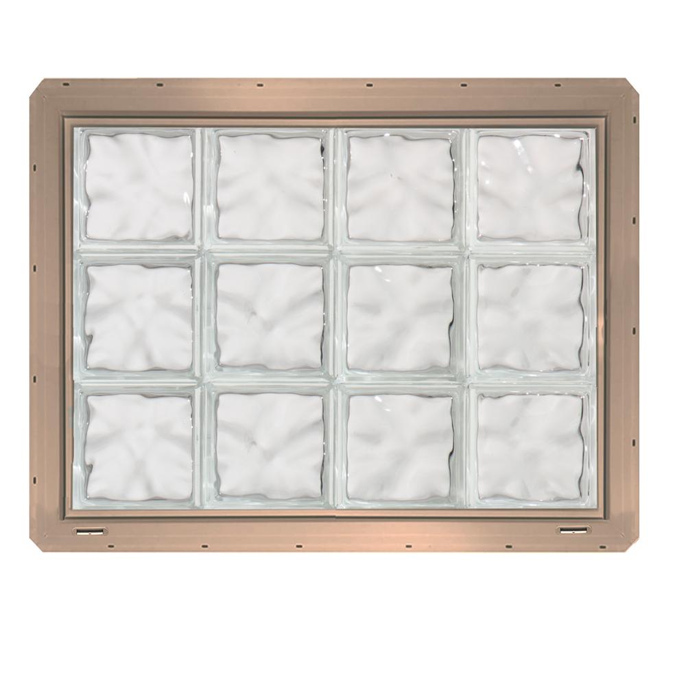 CrystaLok 31.75 in. x 24.25 in. x 3.25 in. Wave Pattern Glass Block ...