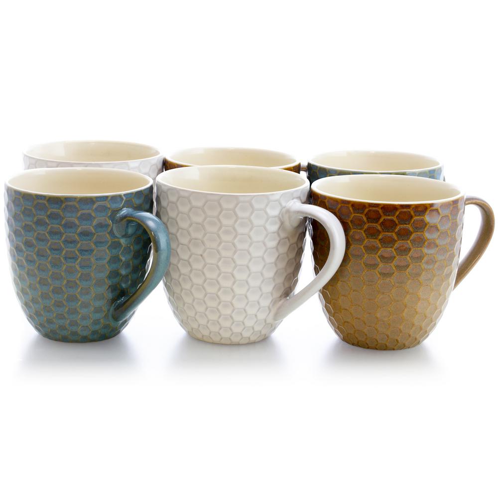 Elama Honey Bee 15 oz. Assorted Color Mugs (Set of 6)-985109549M - The ...