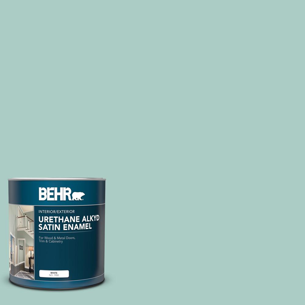 BEHR 1 qt. #M440-3 Baby Aqua Satin Enamel Urethane Alkyd Interior ...
