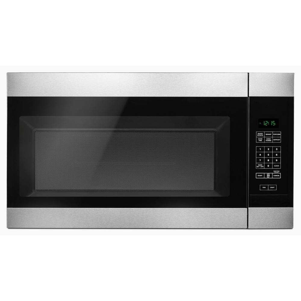 Amana - 1.6 Cu. Ft. Over-the-Range Microwave - Black on stainless ...
