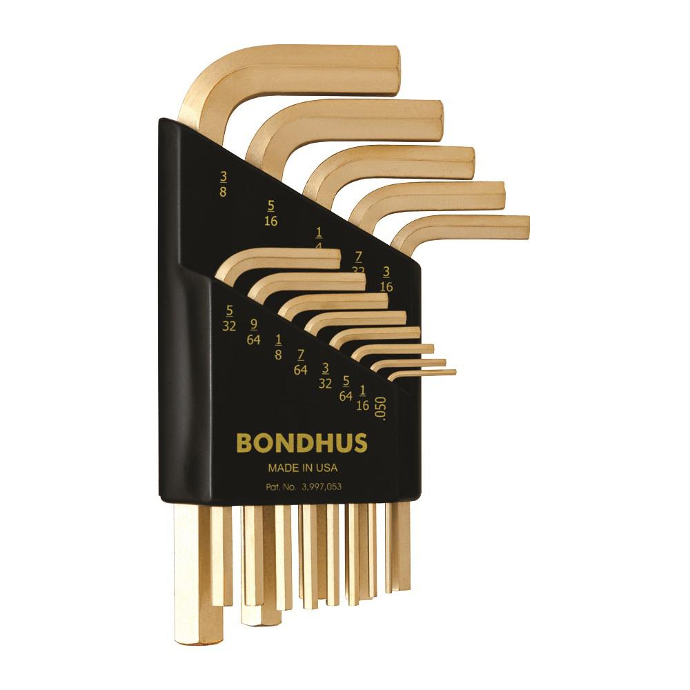 Bondhus Standard Hex End Short Arm L-Wrench Set with GoldGuard Finish ...