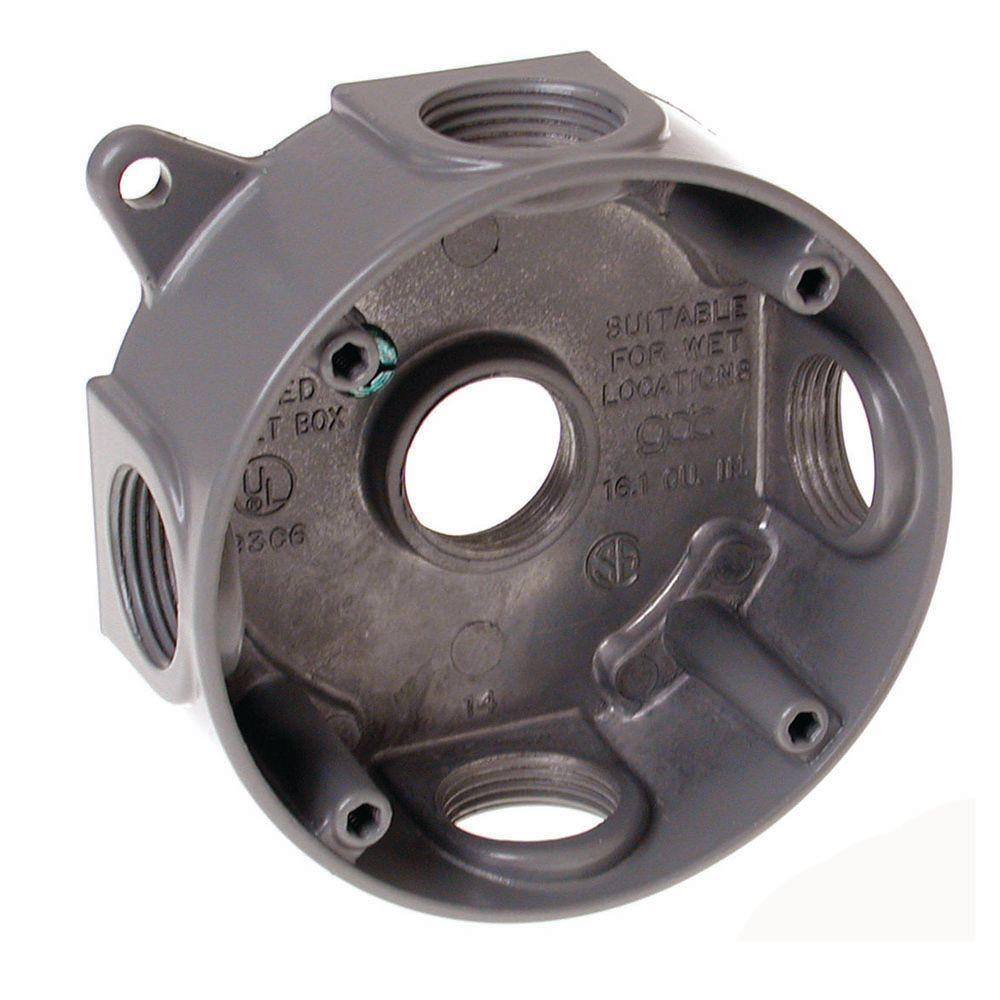 BELL 4 In Round Weatherproof Splice Box With Five 3 4 In Outlets 5372 BELL 4 In Round Weatherproof Splice Box With Five 3 4 In Outlets 5372