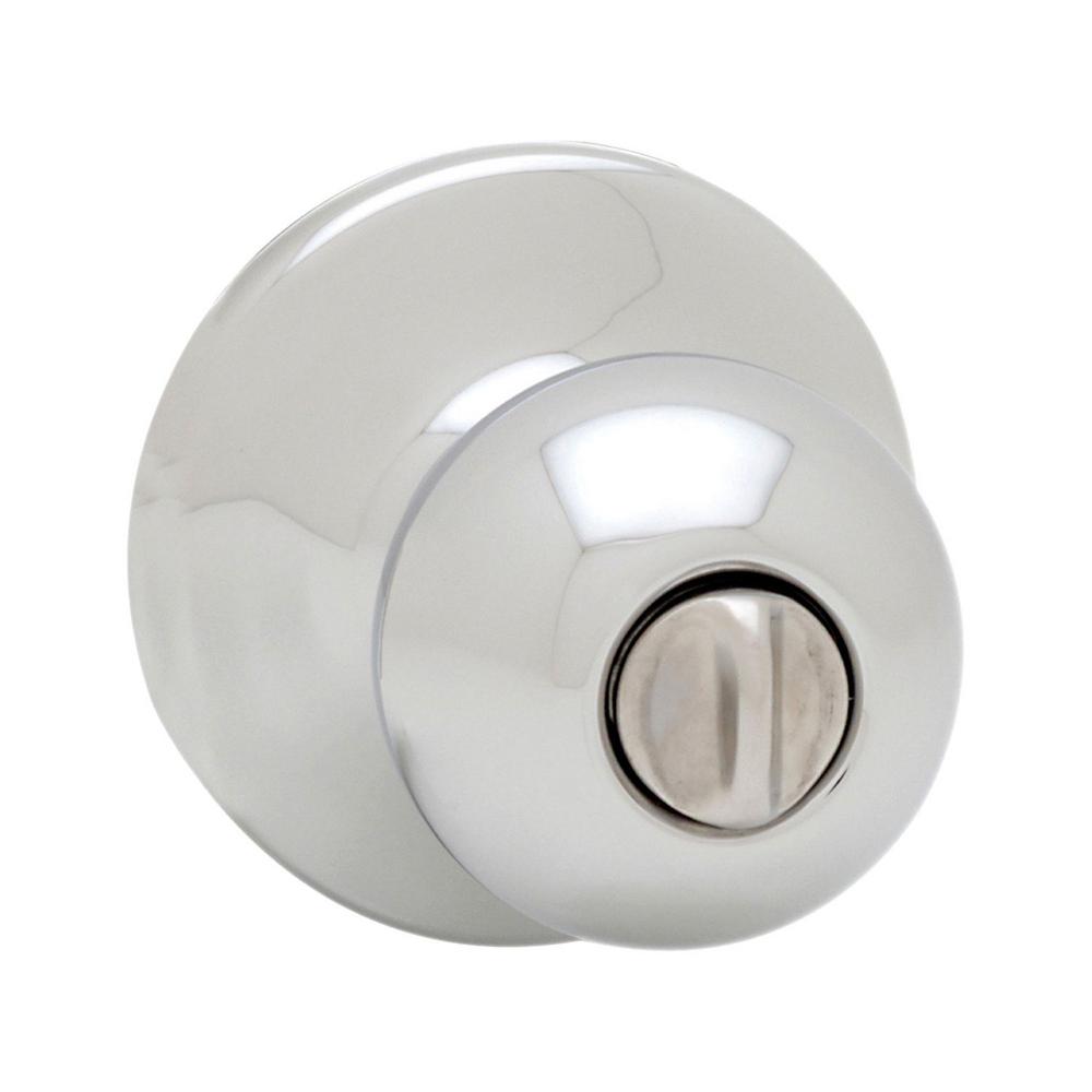 Essentials By Schlage Morrow Bright Brass Privacy Bedbath Door Knob V40 V Mow 605 The Home Depot