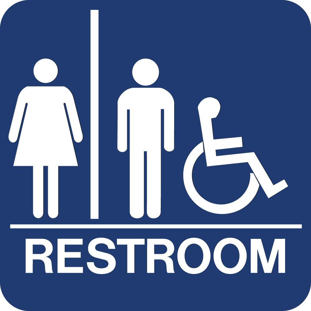Lynch Sign 8 in. x 8 in. Blue Plastic with Braille Restroom ...