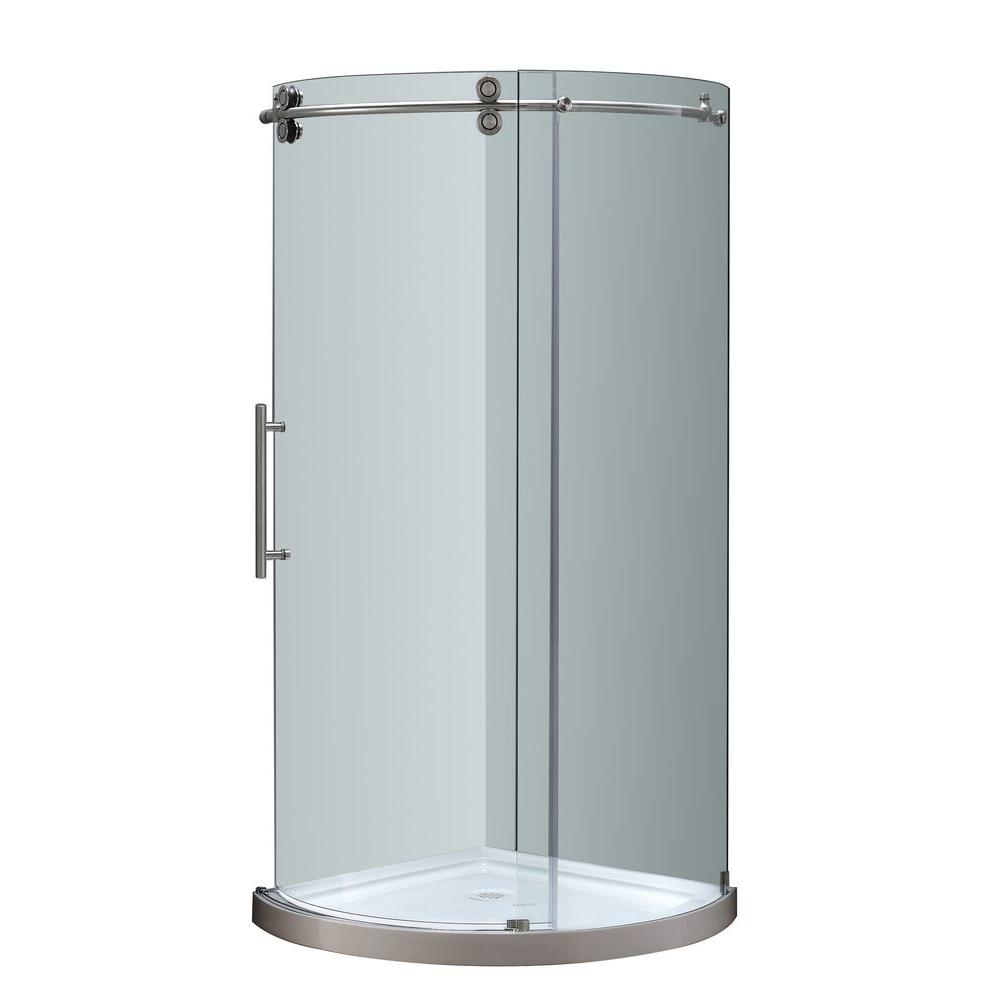 Aston Orbitus 36 In X 77 1 2 In Frameless Round Shower Left Opening