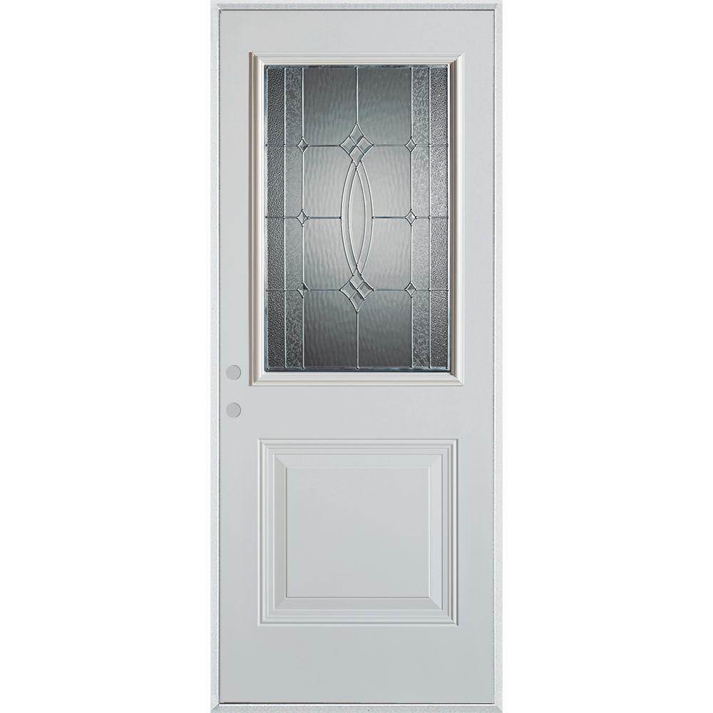 Stanley Doors 32 in. x 80 in. Diamanti Zinc 1/2 Lite 1-Panel Painted ...