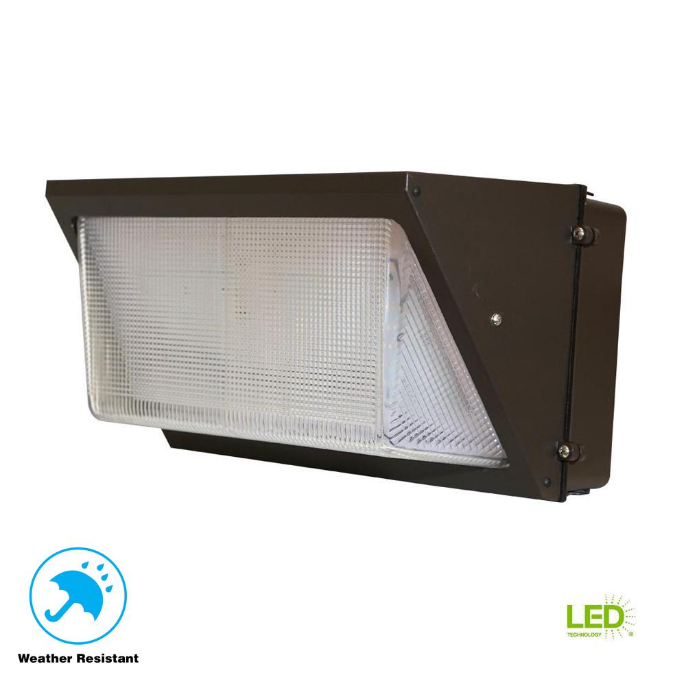 Falcon 100-Watt Bronze Outdoor Integrated LED Wall Pack Light with ...