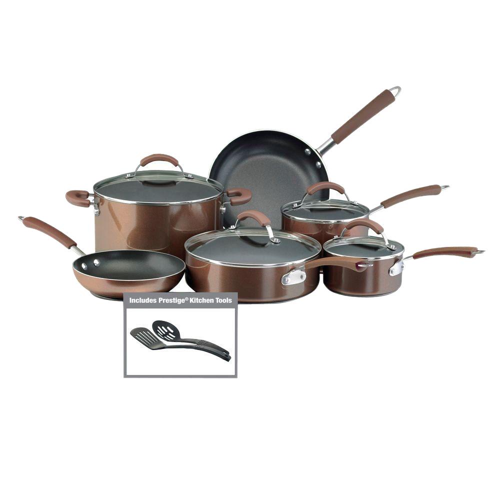 Farberware Millennium 12-Piece Aluminum Nonstick Cookware Set in Bronze ...