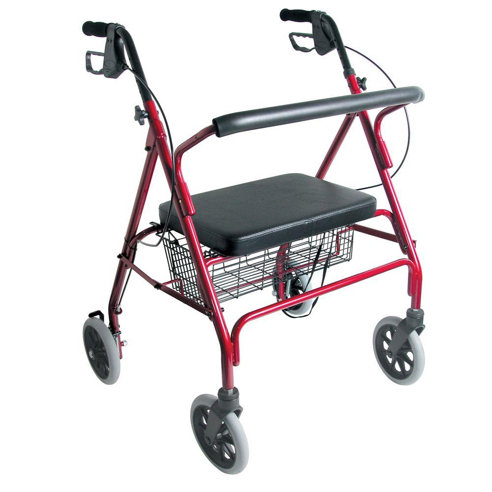 DMI Extra-Wide Heavy-Duty Steel Bariatric Rollator in Burgundy-501-1032 ...