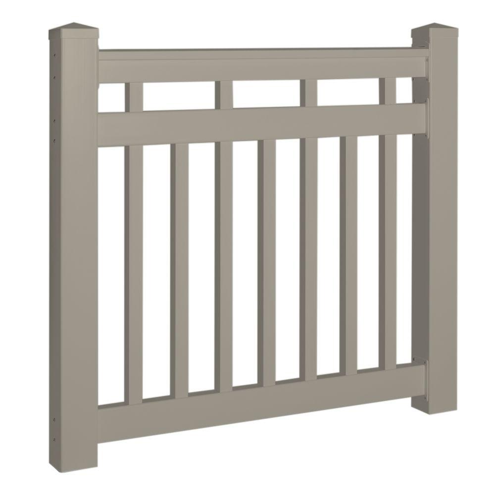 Weatherables Delray 3.5 ft. H x 8 ft. W Vinyl Khaki Stair Railing Kit ...