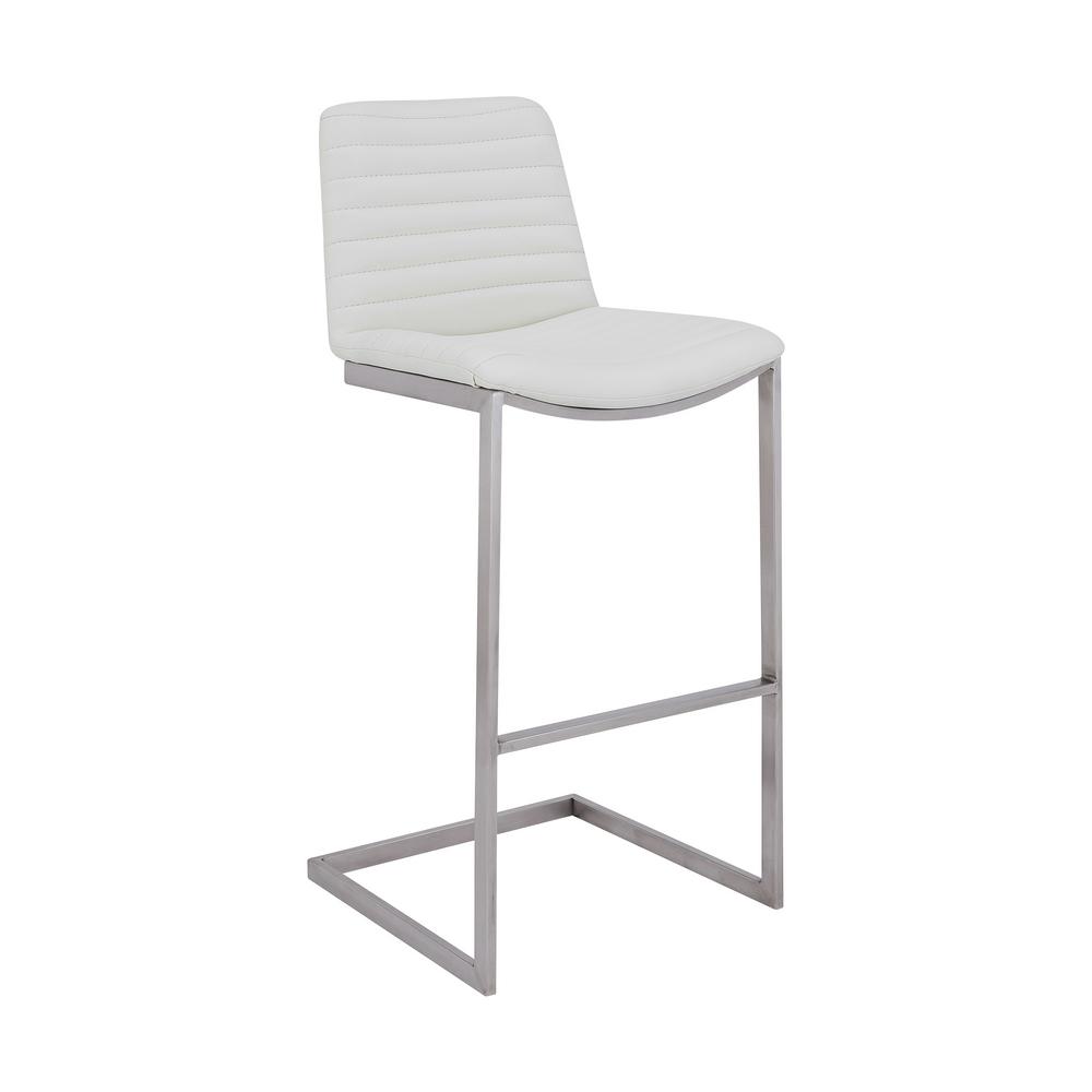 Armen Living Madrid Contemporary 30 in. Bar Height Bar Stool in Brushed ...