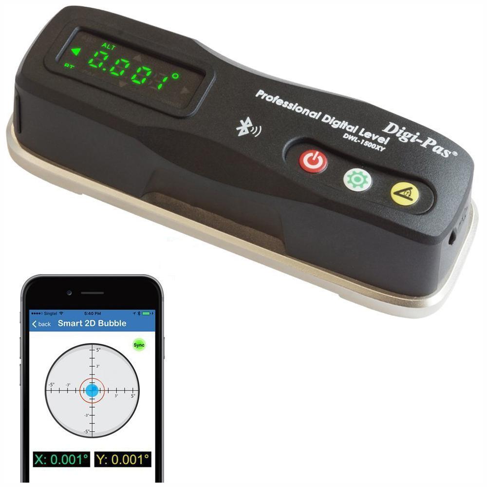Digi-Pas 6 in. 2-Axis Smart Master Precision Level Bluetooth 0.0002 ...