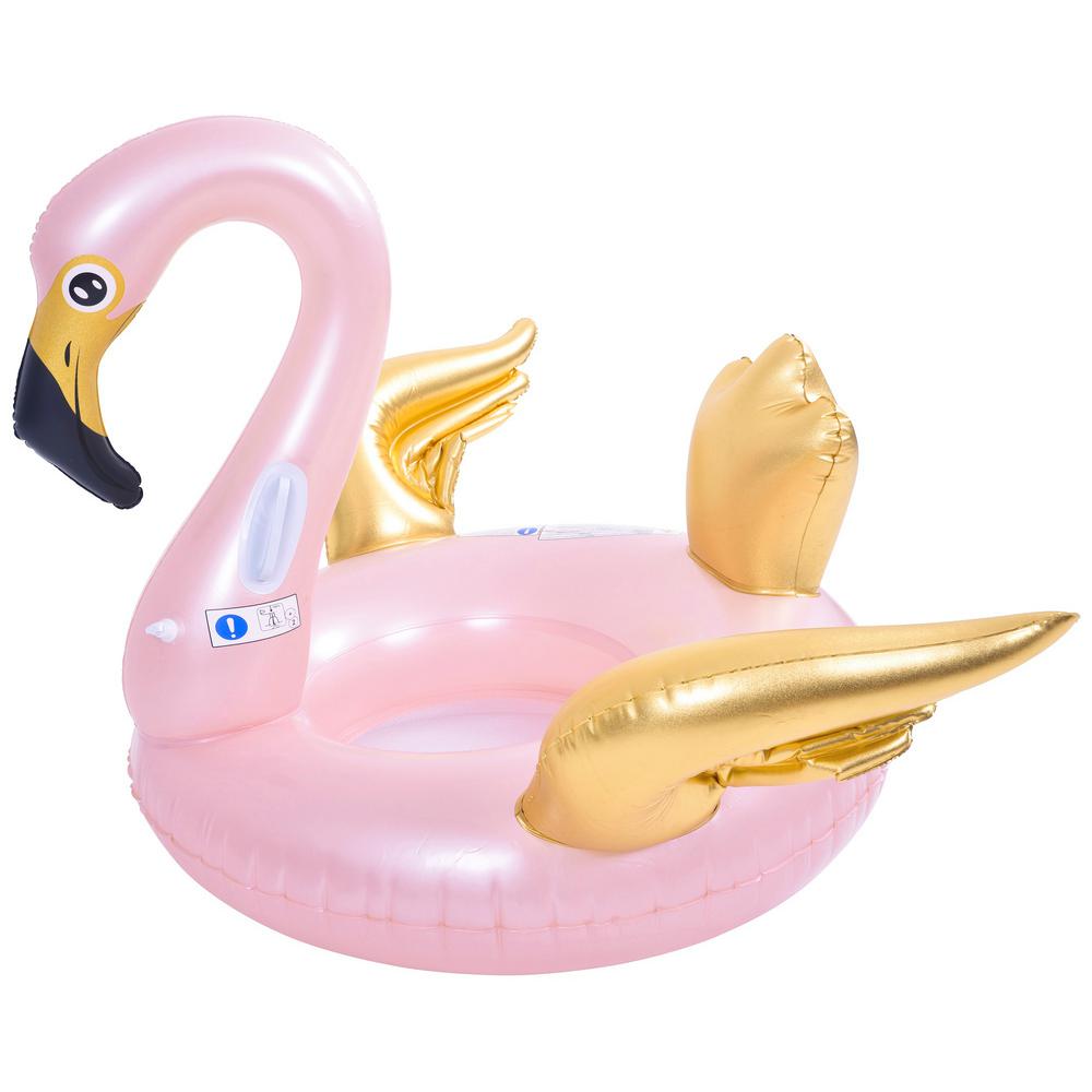 Pool Central 45 in. Inflatable Pink and Gold Sparkle and Shine Flamingo ...