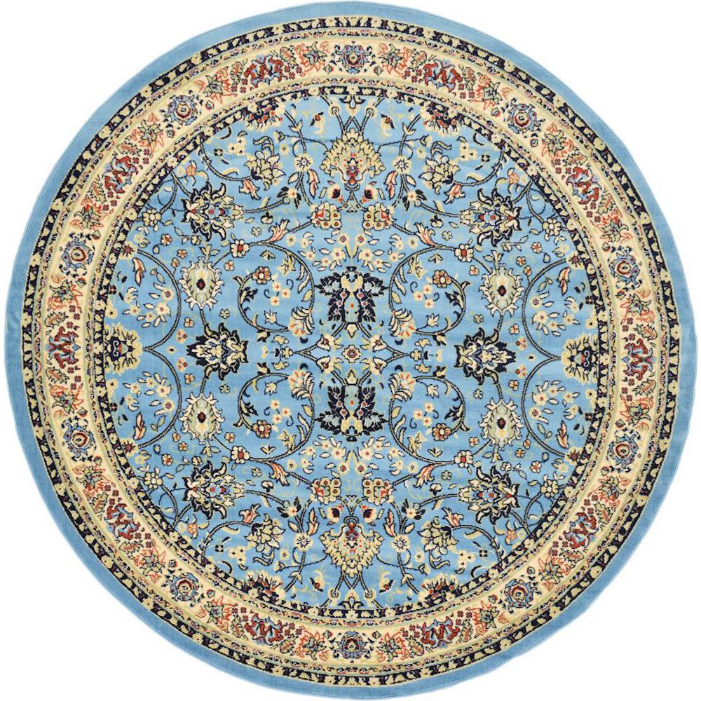 Unique Loom Kashan Light Blue 8 ft. x 8 ft. Round Area Rug-3122724 ...