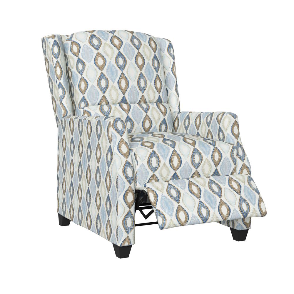 ProLounger Blue Multi Diamond Print Modern Wingback Pushback Recliner ...