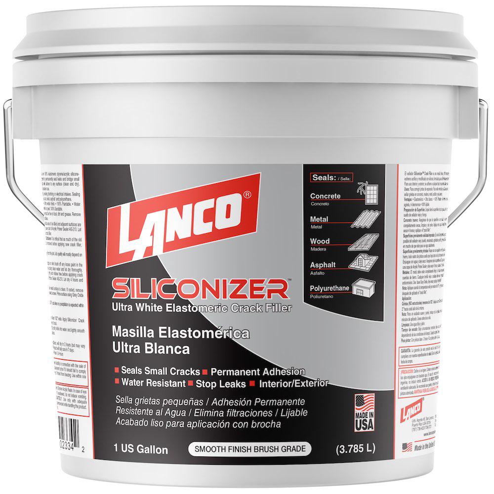 Lanco 1 Gal. Siliconizer White Elastomeric Crack Filler Smooth Brush ...