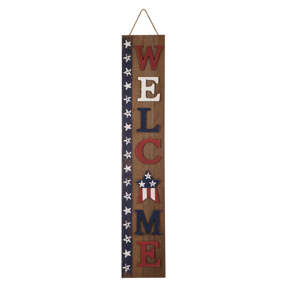 Glitzhome 42 in. H Wood Patriotic Welcome Stars Porch Sign-1302202670 ...