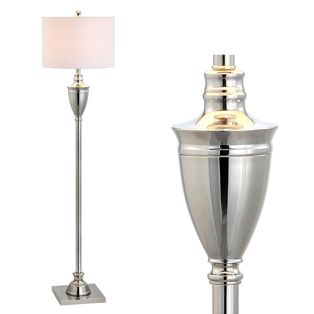 JONATHAN Y Othello 62 in. Polished Nickel Metal LED Floor Lamp-JYL3023A ...