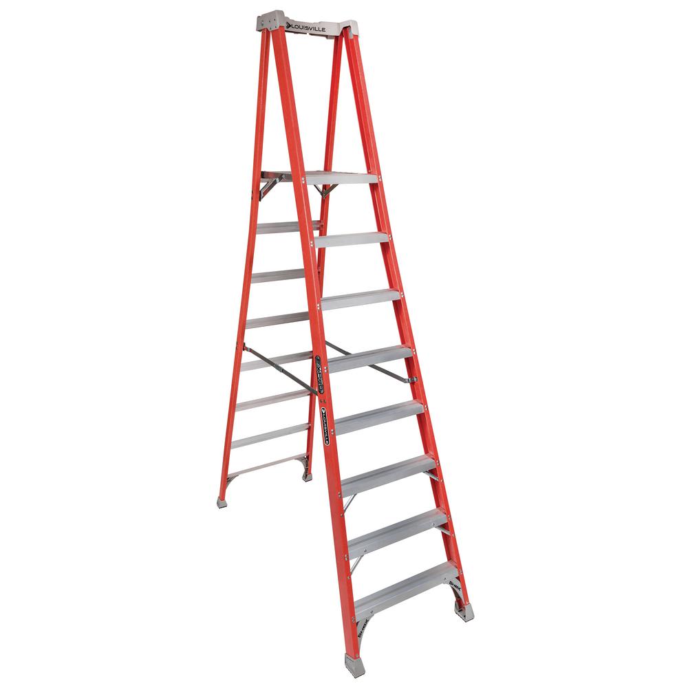 Werner 9 ft. Reach Fiberglass Podium Ladder with 300 lb. Load Capacity ...
