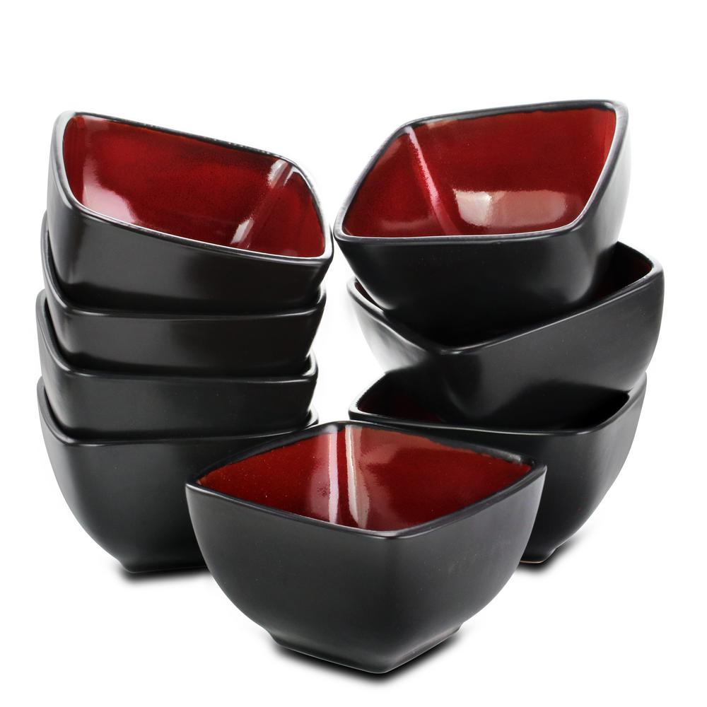 GIBSON elite Soho Lounge 25 oz. Red and Black Stoneware Bowl (Set of 8 ...