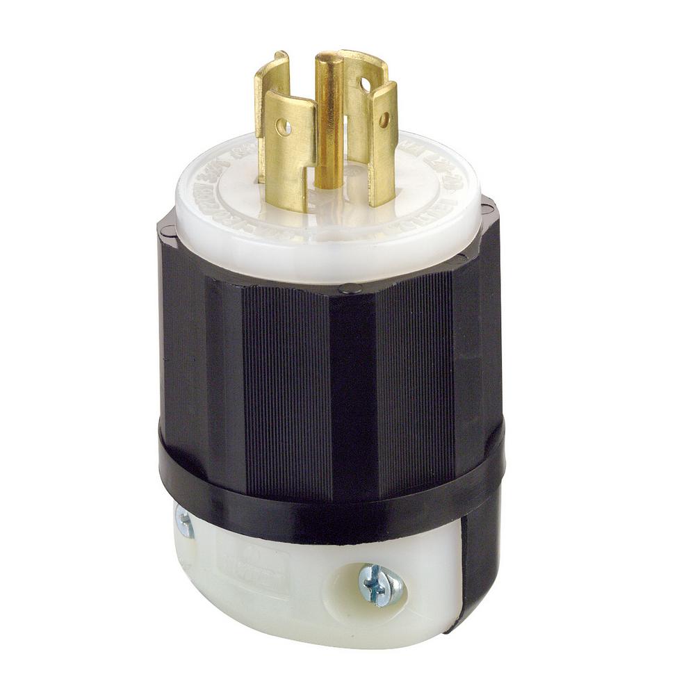 Leviton 20 Amp 120 208 Volt 3 Phase Locking Grounding Plug Black White Leviton 20 Amp 120 208 Volt 3 Phase Locking Grounding Plug Black White