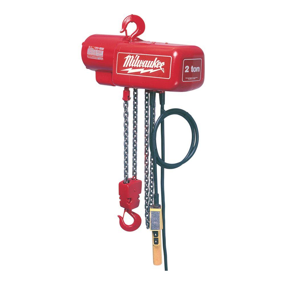 Milwaukee 1 Ton 10 ft. Electric Chain Hoist-9565 - The Home Depot