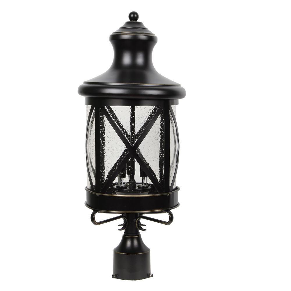 Taysom 3-Light Outdoor Black Post Light-EL543IB-MP - The Home Depot