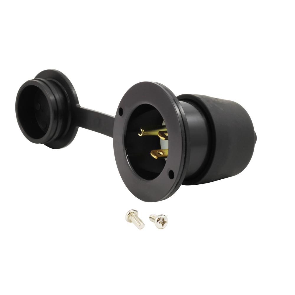 AC WORKS 15-Amp 125-Volt NEMA 5-15P Flanged Power Input Inlet with ...