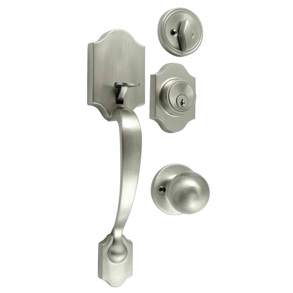 ULTRA SECURITY Gladwyne Satin Nickle Door Handleset and Single Cylinder ...