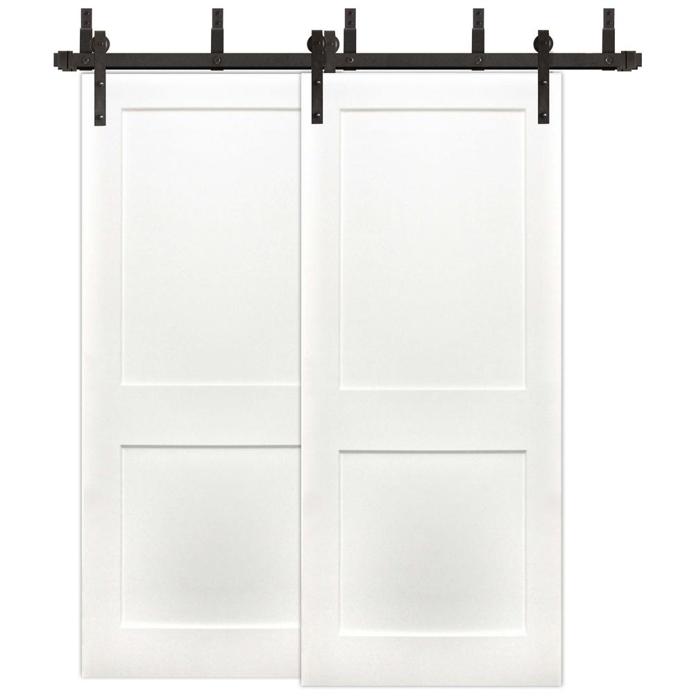 Pacific Entries 72 in. x 80 in. Bypass Shaker Unfinished 2-Panel Solid ...