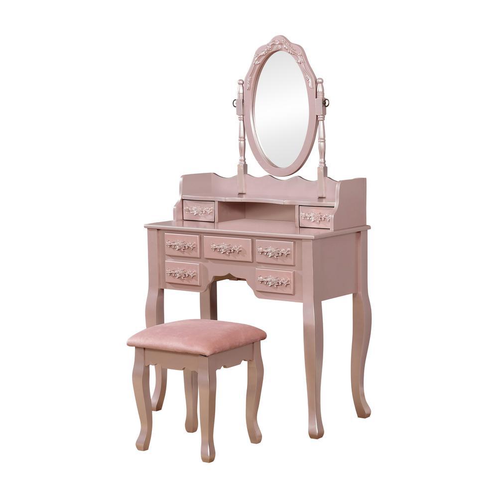 Furniture of America Zehner 2-Piece Rose Gold Vanity Set-IDF-DK6845RG ...