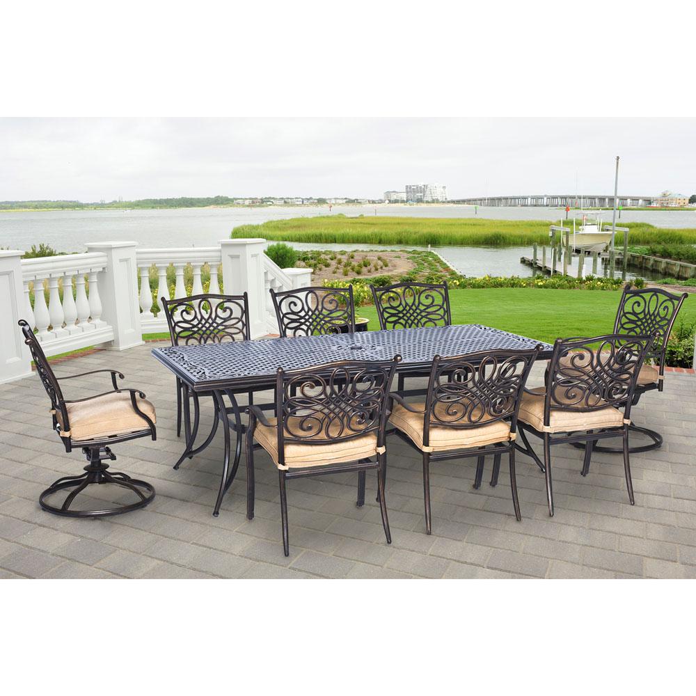Hanover Traditions 9-Pc Aluminium Rectangular Patio Dining Set with Six ...