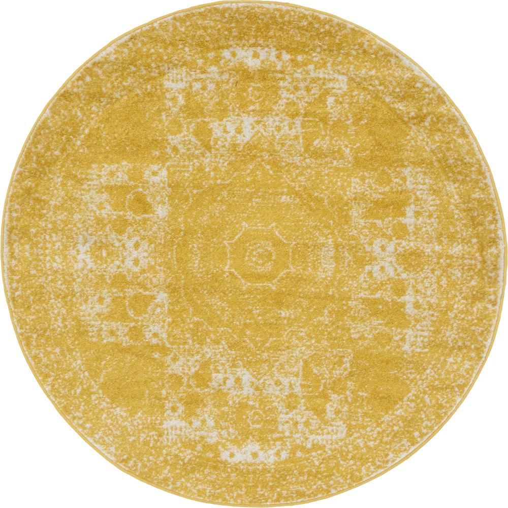 Unique Loom Yellow 5 ft. Round Bromley Area Rug-3144297 - The Home Depot