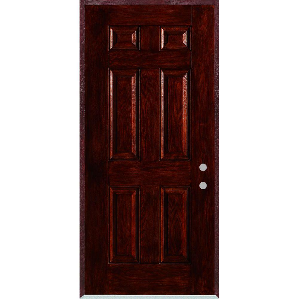 Stanley Doors 32 in. x 80 in. Left-Hand Infinity 6-Panel Stained ...