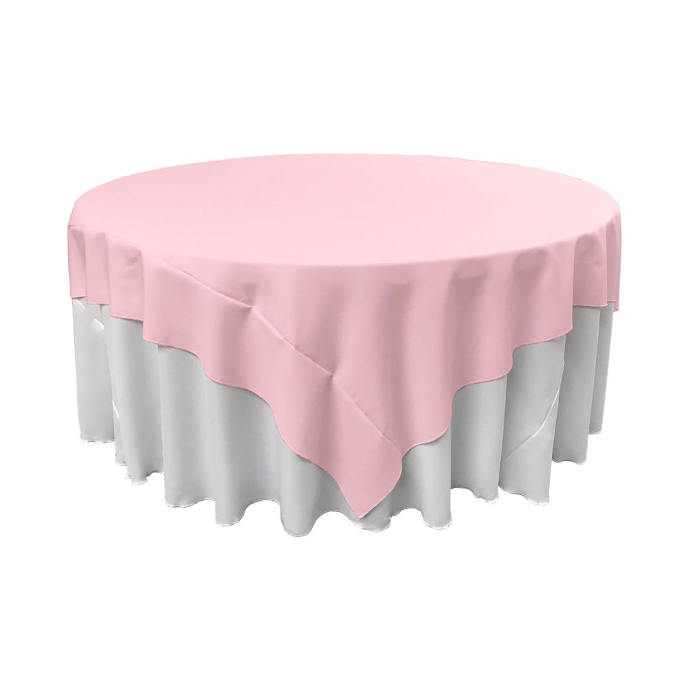 LA Linen 90 in. x 90 in. Light Pink Polyester Poplin Square Tablecloth ...