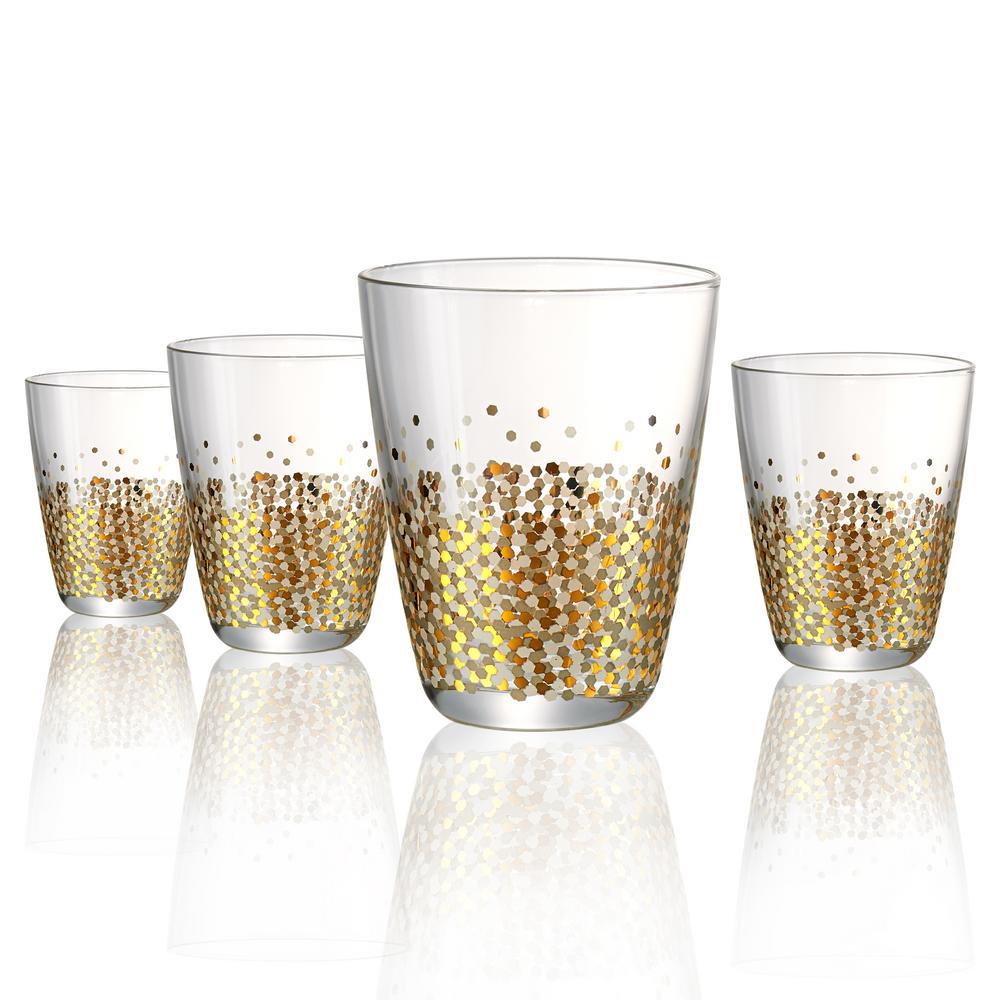 10 oz. Double Old Fashion Glass with Gold and Silver Confetti ...
