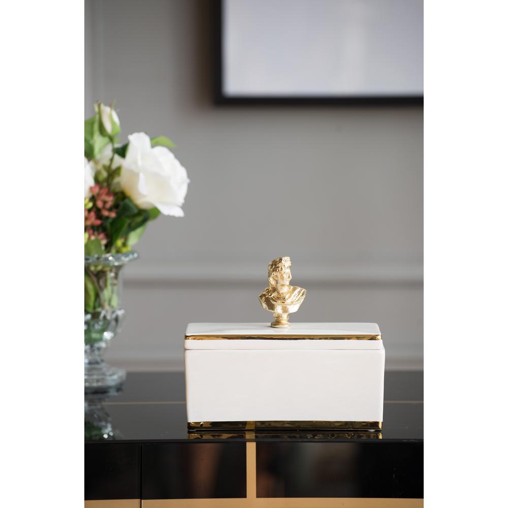 A & B Home Rectangular Ceramic Gold Decorative Box 8045 - The Home Depot