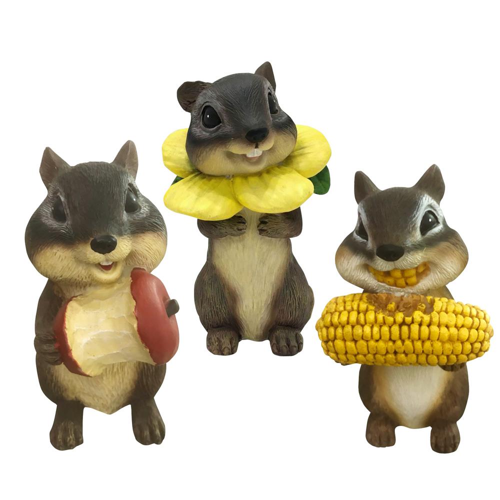 Design House 5.7 in. Springtime Chipmunks Indoor/Outdoor Lawn Statues ...
