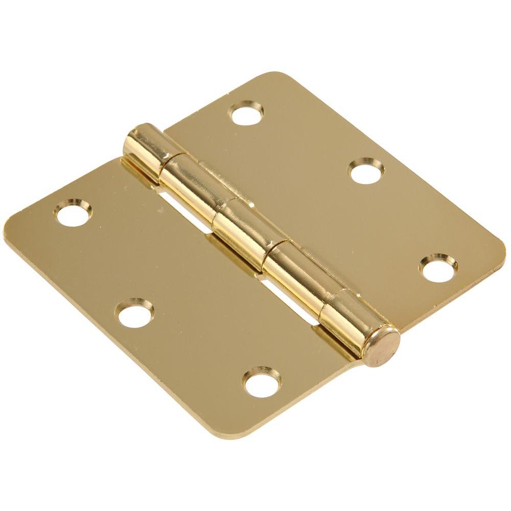 Hardware Essentials 3-1/2 in. Brass Residential Door Hinge with 1/4 in ...